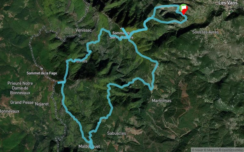 Trace de Trail : naves serre-de-barre perries serre-de-barre